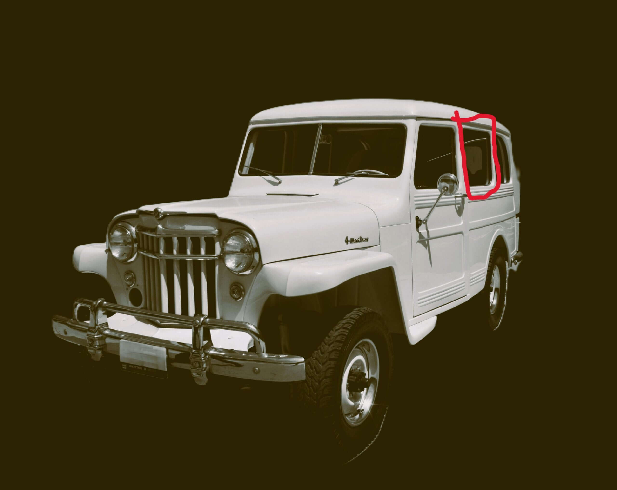 Reproduction Set of 4 sliding Glass pieces fits Willys Wagon 47-63 ...